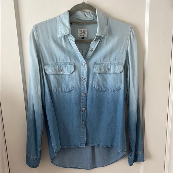 Guess | Tops | Guess Ombre Chambray Denim Shirt Coastal Cowgirl Preppy ...